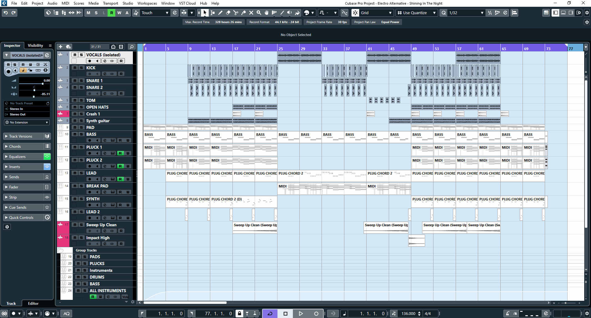 Electro Alternative Cubase Template - Shining in the night