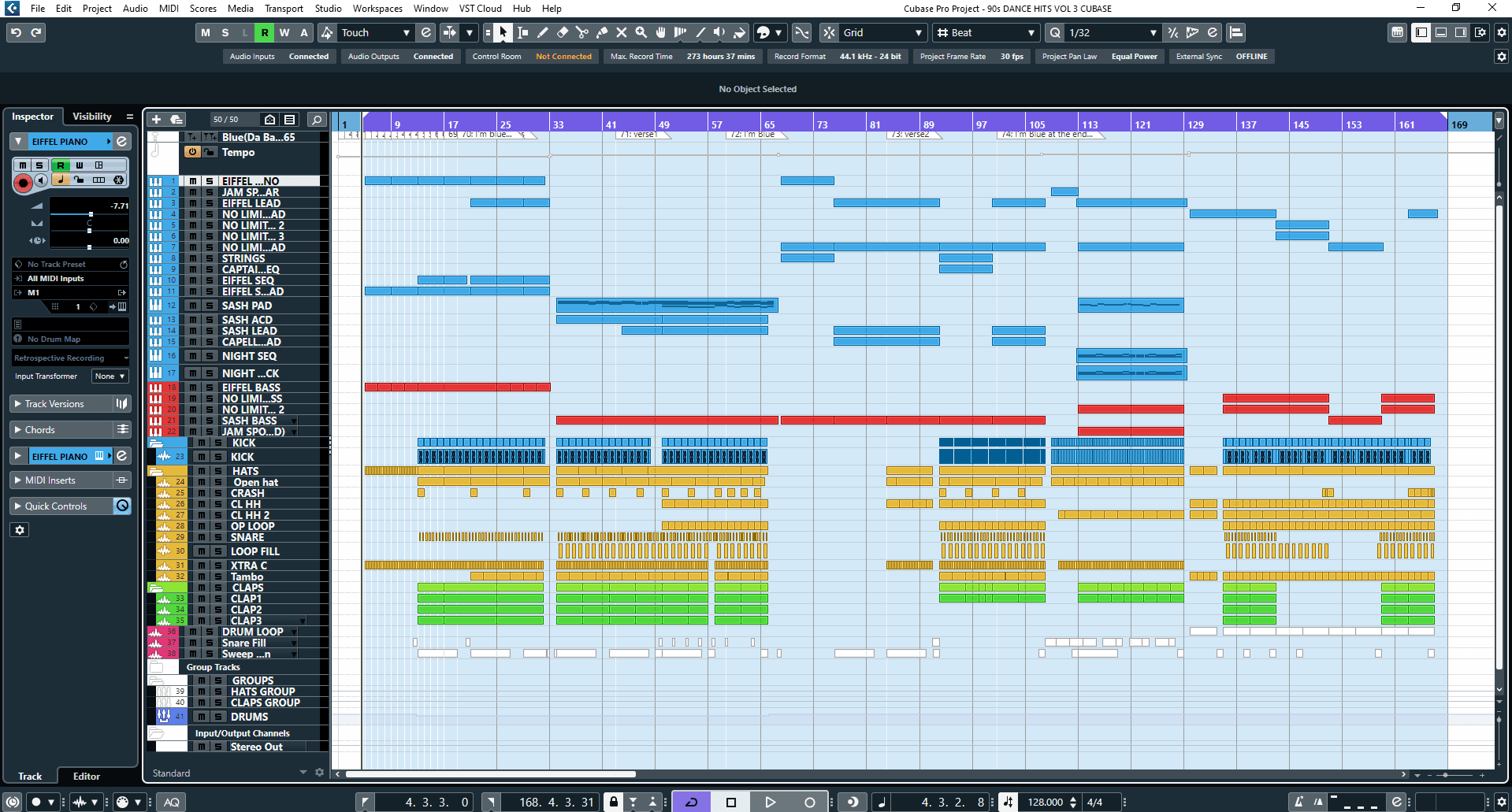 Cubase 90`s Dance Hits Vol 3 - Cubase Template - Sash - Eiffel 65